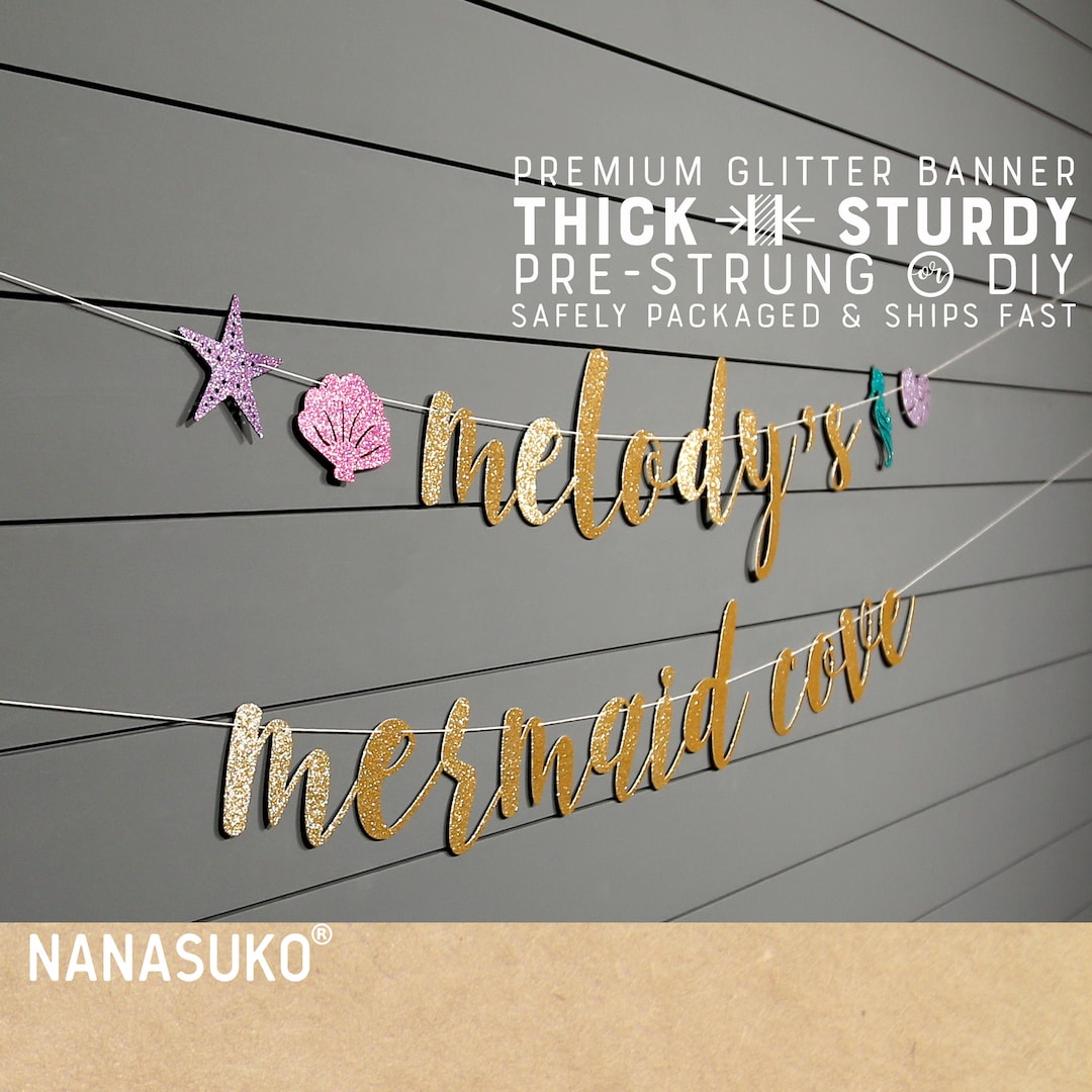 Mermaid Cove Banner With Personalized Name, Mermaid Birthday Party ...