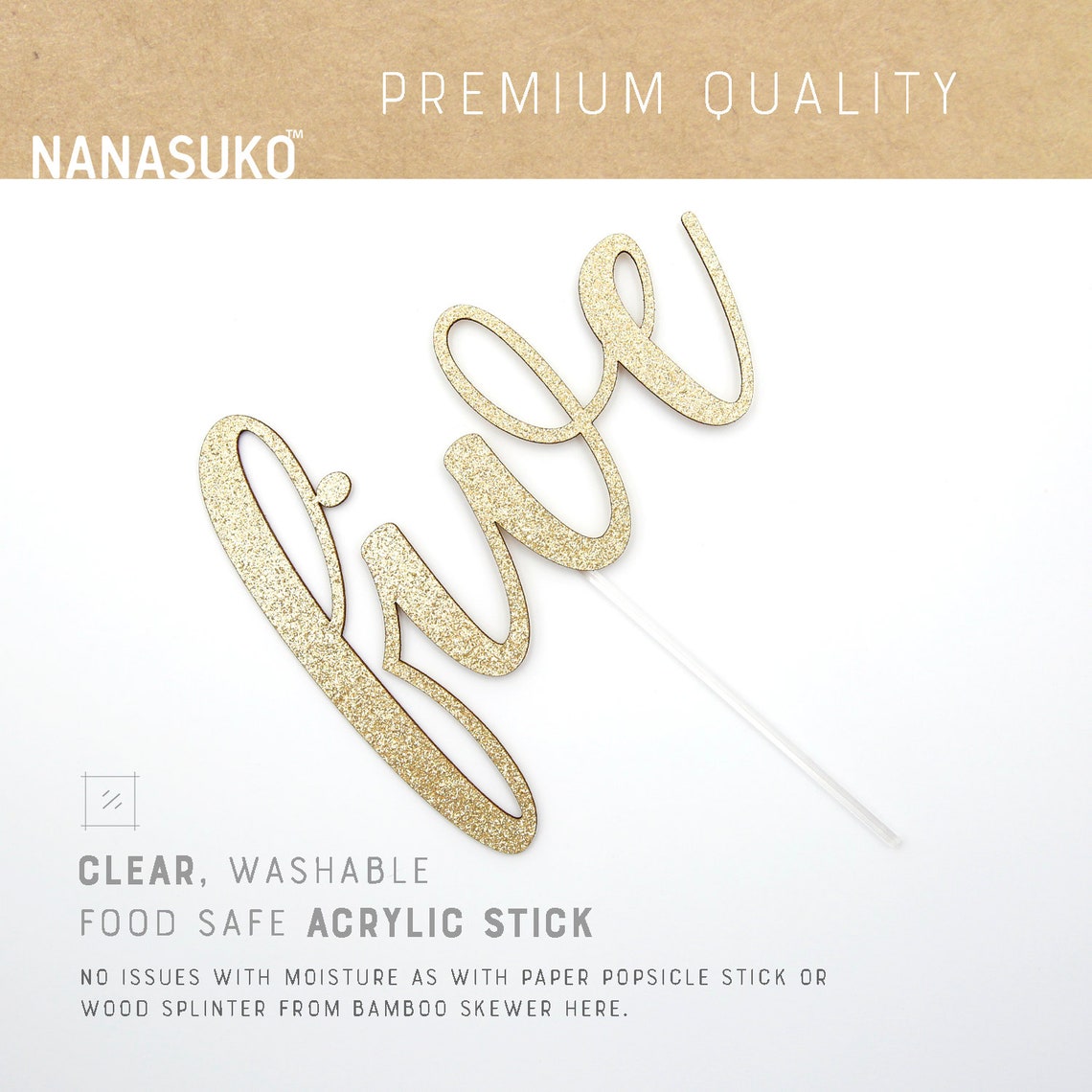 Five Cake Topper, 5th Birthday Cake Topper, Gold Glitter Party ...