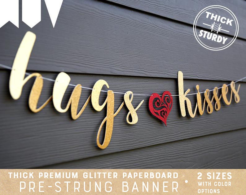 Hugs & Kisses Banner With Lace Heart Valentine's Decor - Etsy