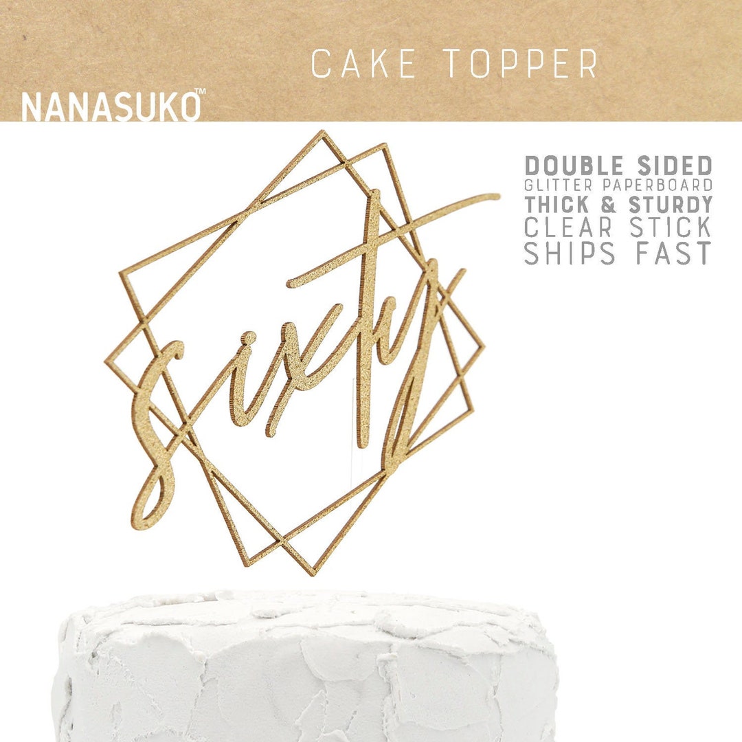 Sixty Cake Topper, 60th Birthday Cake Topper, Modern Geometric Frame ...