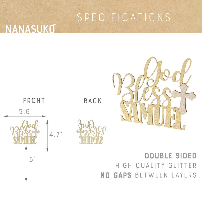 God Bless Cake Topper With Personalized Name Christening Cake - Etsy