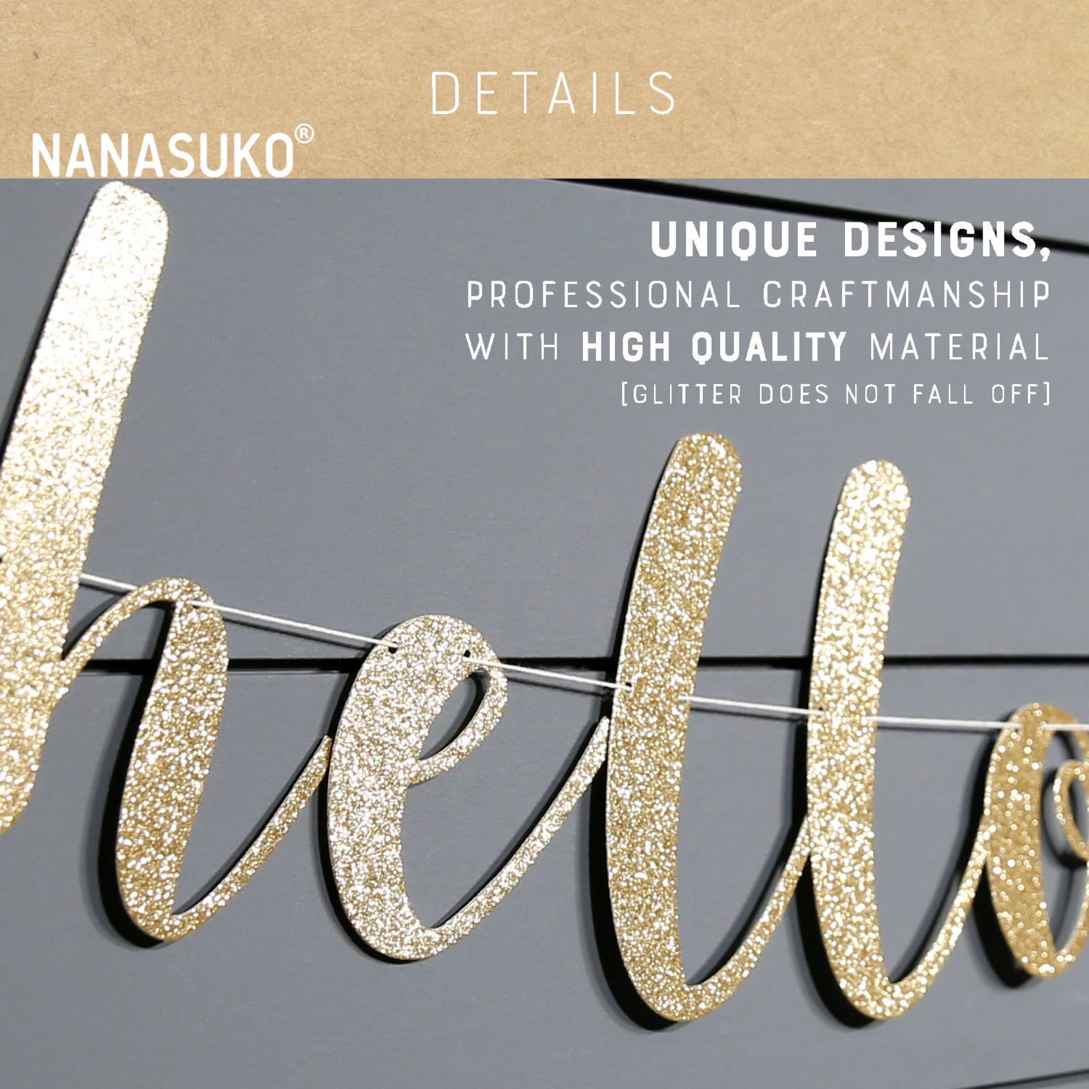 Hello World Banner Baby Shower Banner Gold Glitter Party - Etsy