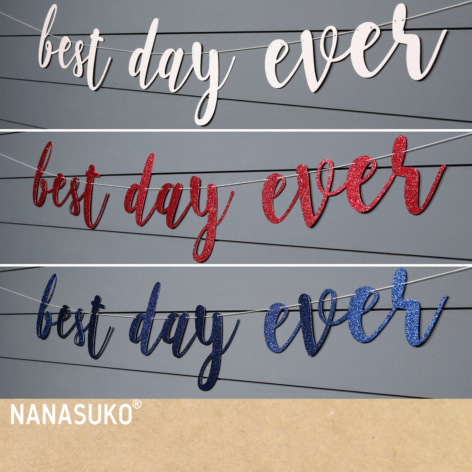 Best Day Ever Banner, Wedding Banner, Gold Glitter Party Decorations ...