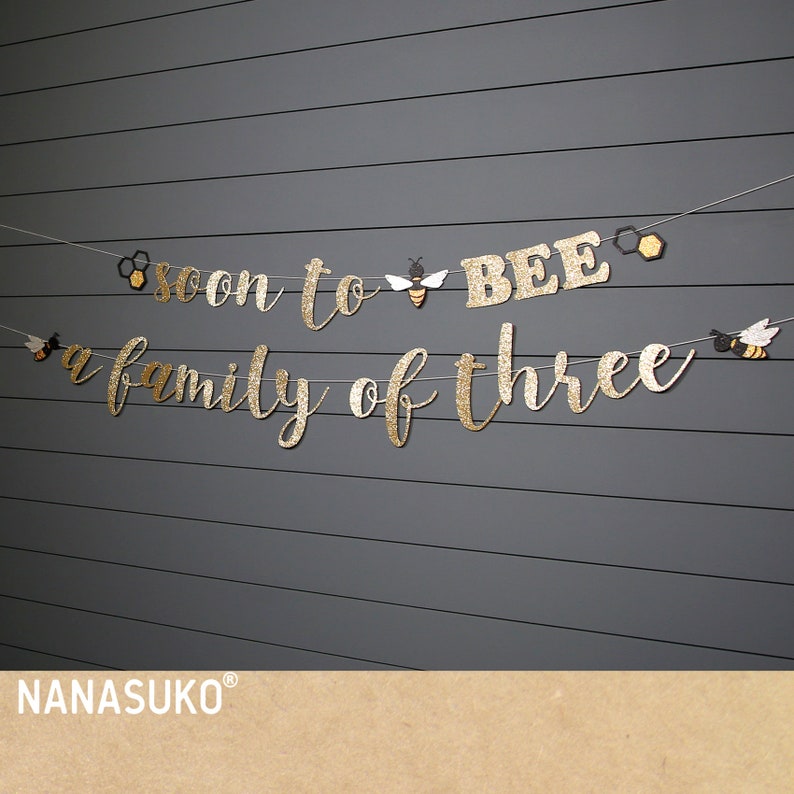 Soon to BEE a Family of Three Banner With Bee and Beehive - Etsy