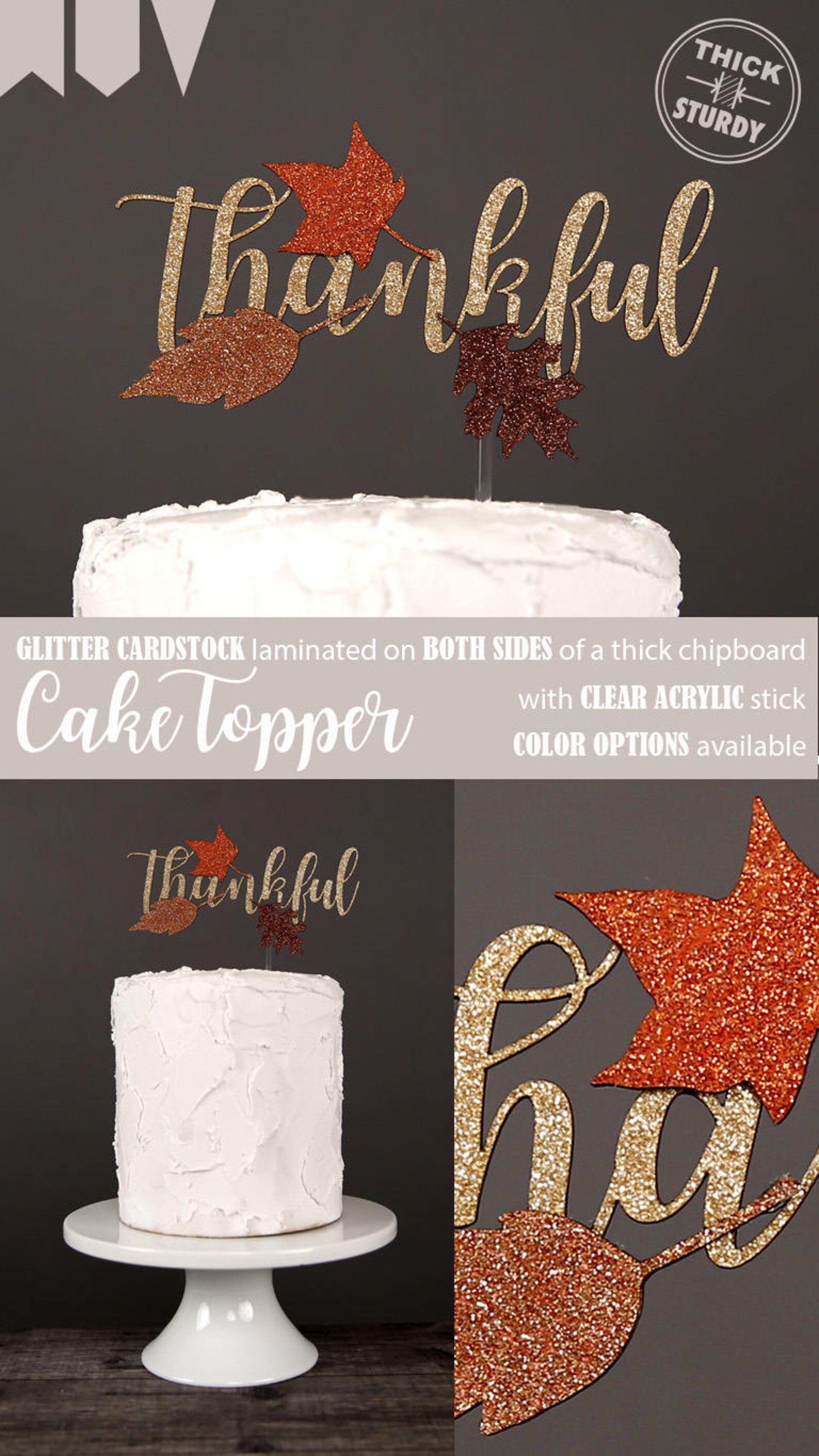 Thankful cake topper Fall cake topper Thanksgiving pie | Etsy