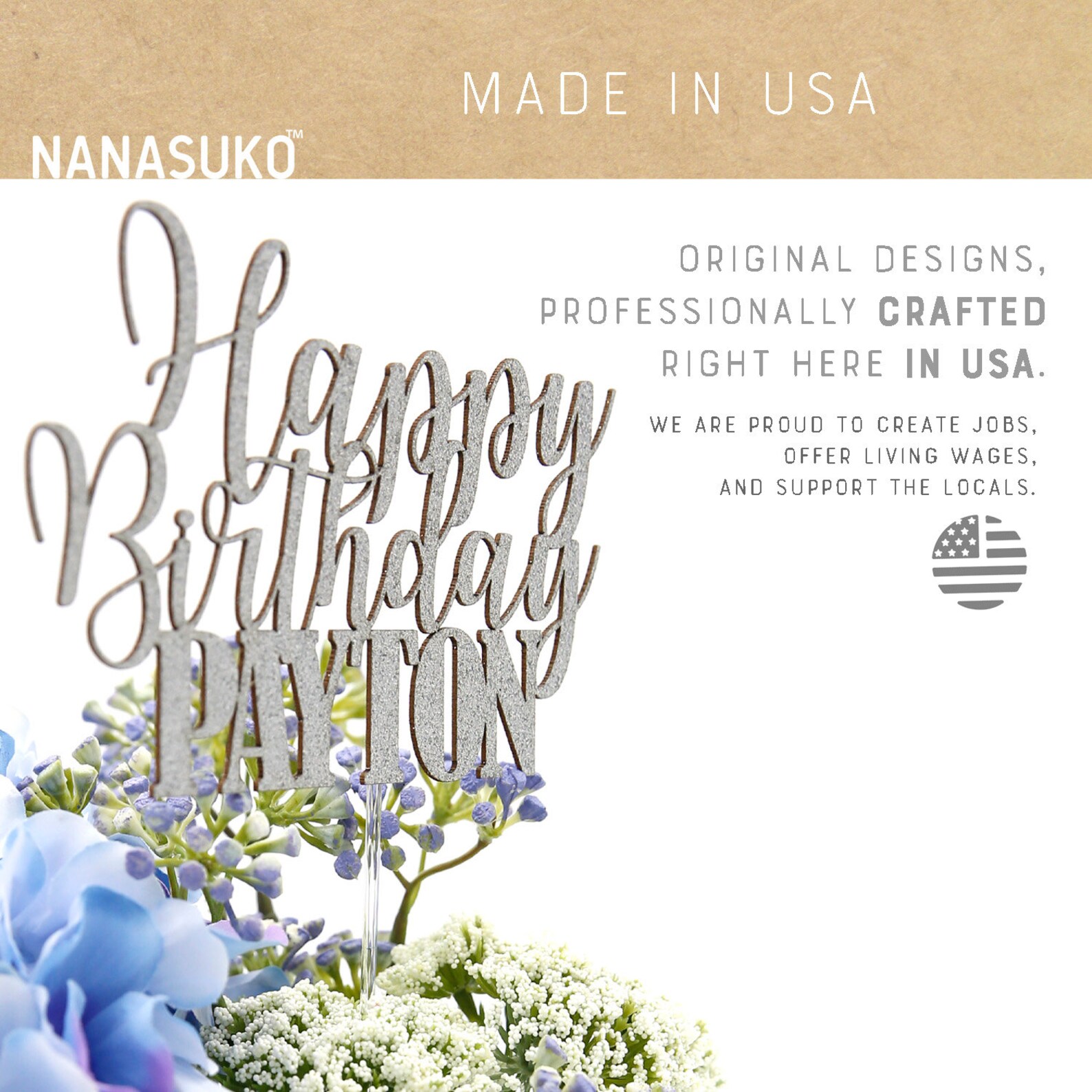 Happy Birthday Cake Topper With Personalized Name Cursive - Etsy