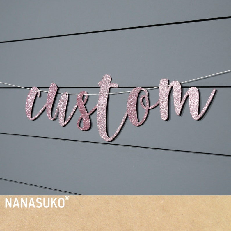 Custom Pink Banner Personalized Banner Gold Glitter Party - Etsy