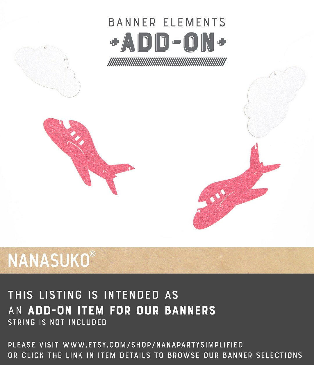 Airplane Design Banner Element Add On, With Planes and Clouds, Birthday ...