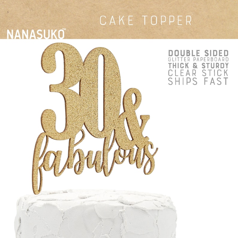 30 & Fabulous Cake Topper, 30th Birthday Cake Topper, Milestone ...