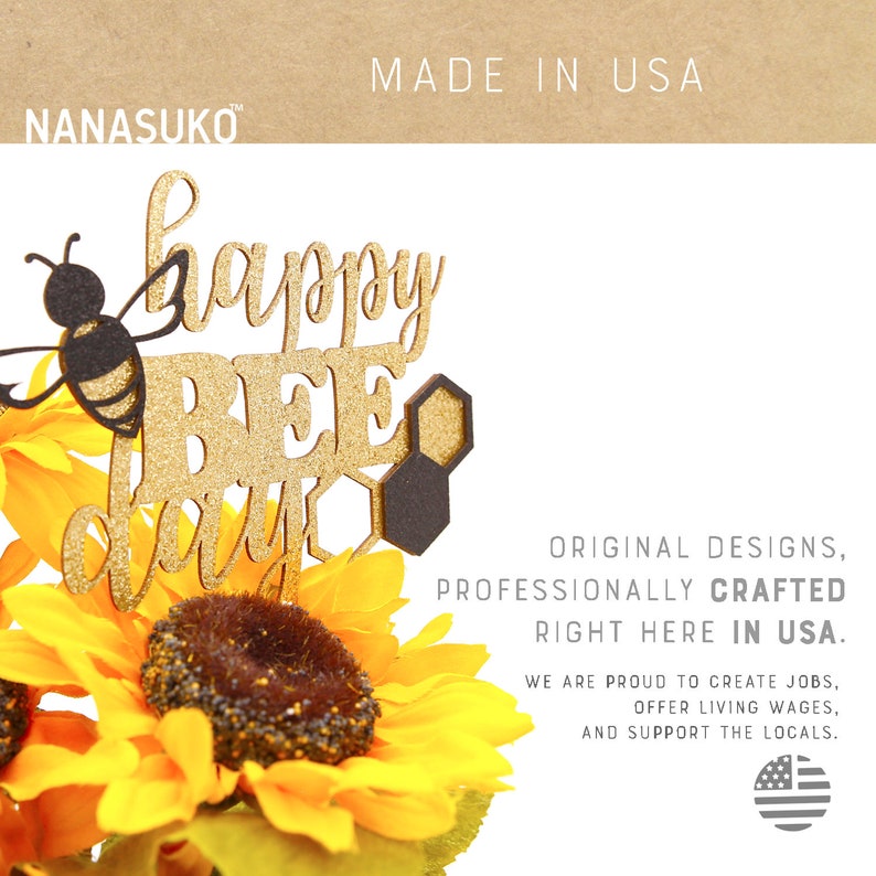 Happy Beeday Cake Topper Bee Birthday Cake Topper Bee Theme | Etsy