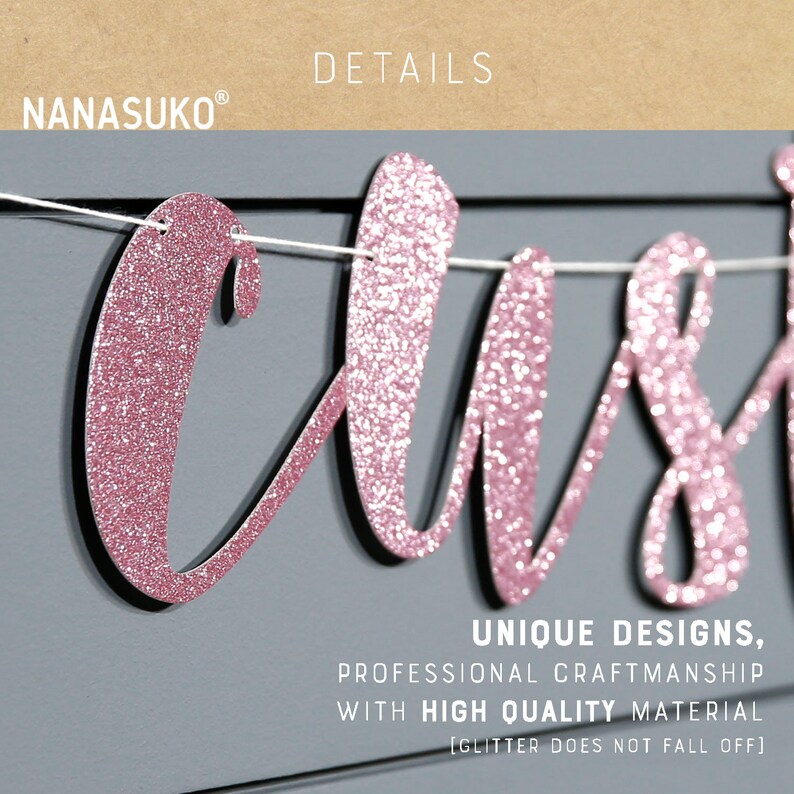 Custom Pink Banner Personalized Banner Gold Glitter Party - Etsy