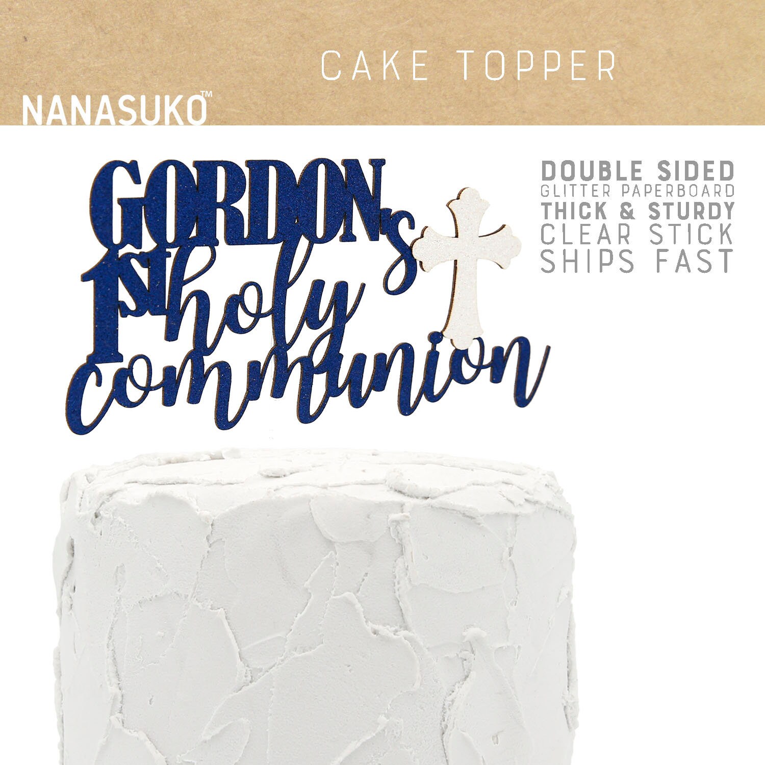 1st Holy Communion Cake Topper for Boys With Personalized Name, Baptism ...