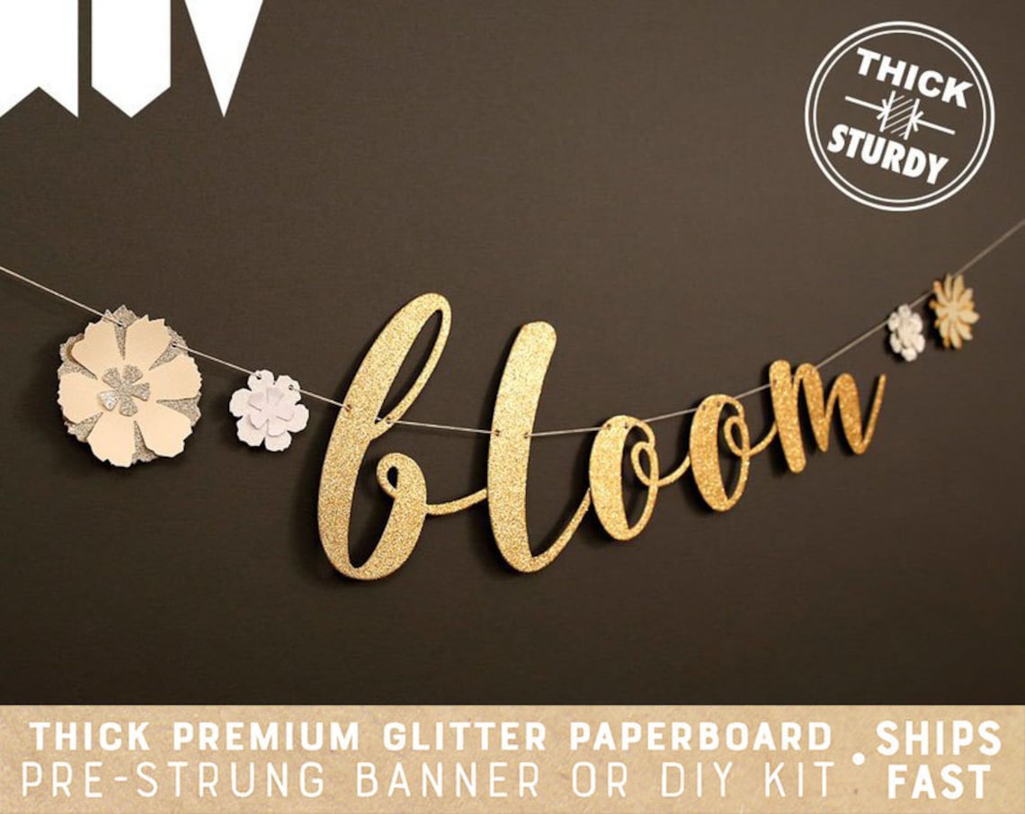 Bloom Banner With Flowers Spring Banner Floral Bridal - Etsy
