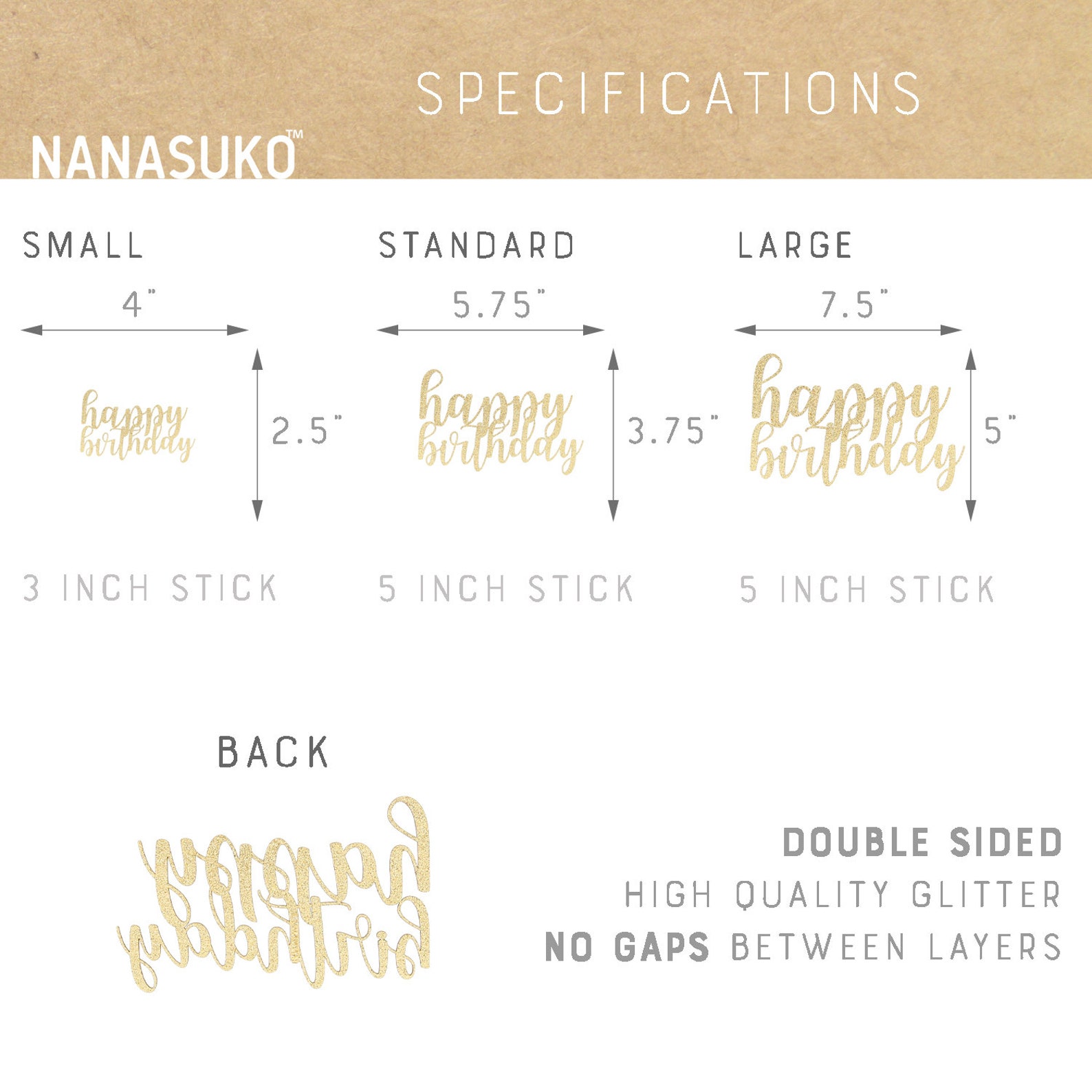 Happy Birthday Cake Topper Cursive Lettering Gold Glitter - Etsy