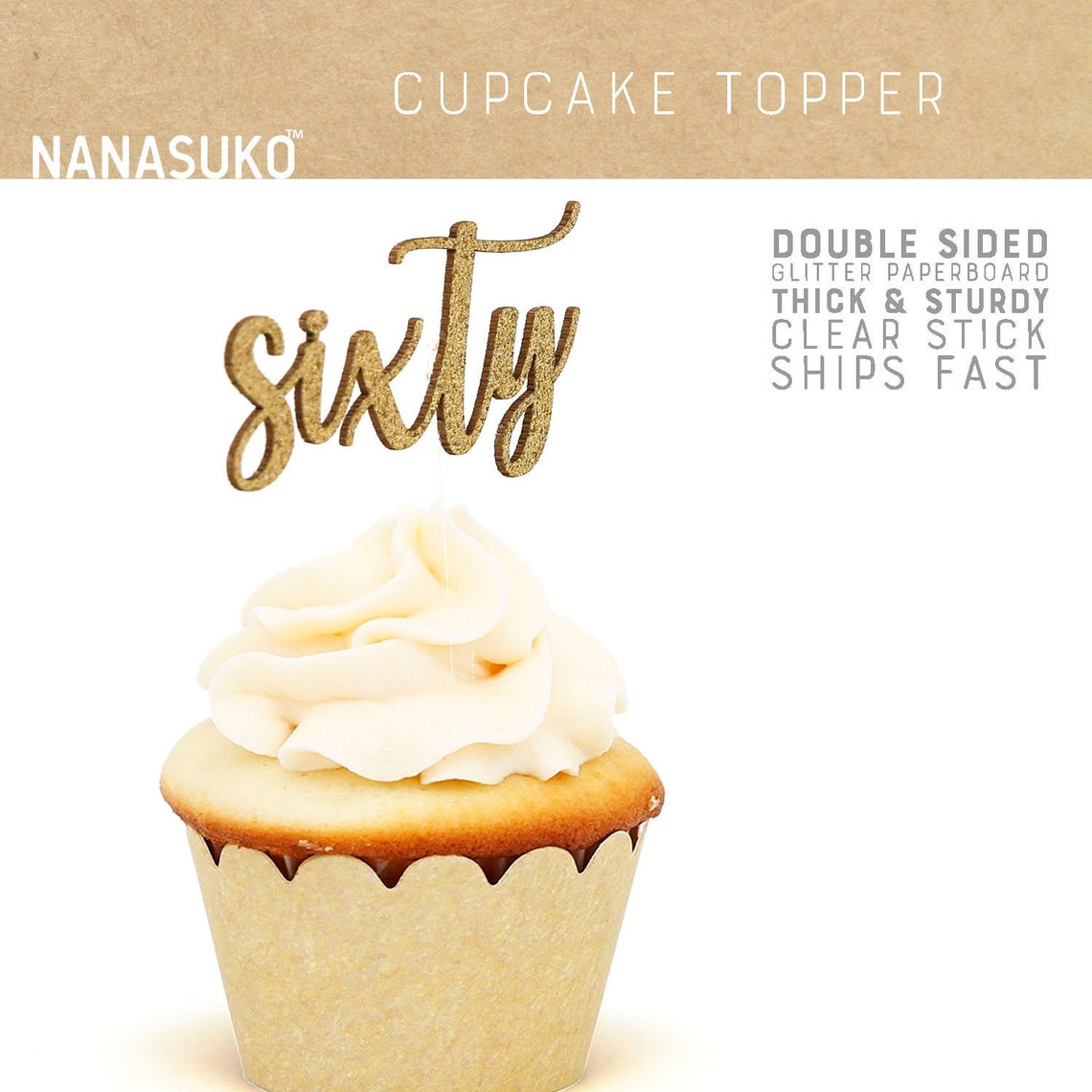 Sixty Cupcake Toppers 60th Birthday Cupcake Toppers Double - Etsy