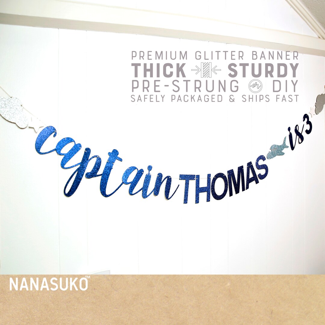 Captain Banner With Personalized Age and Name, Airplane Birthday Banner ...