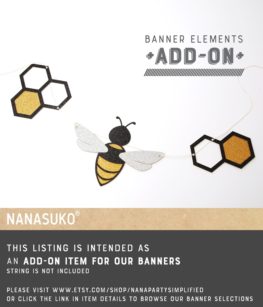 Bee Design Banner Element Add On, With Bee and Beehive, Gender Reveal ...