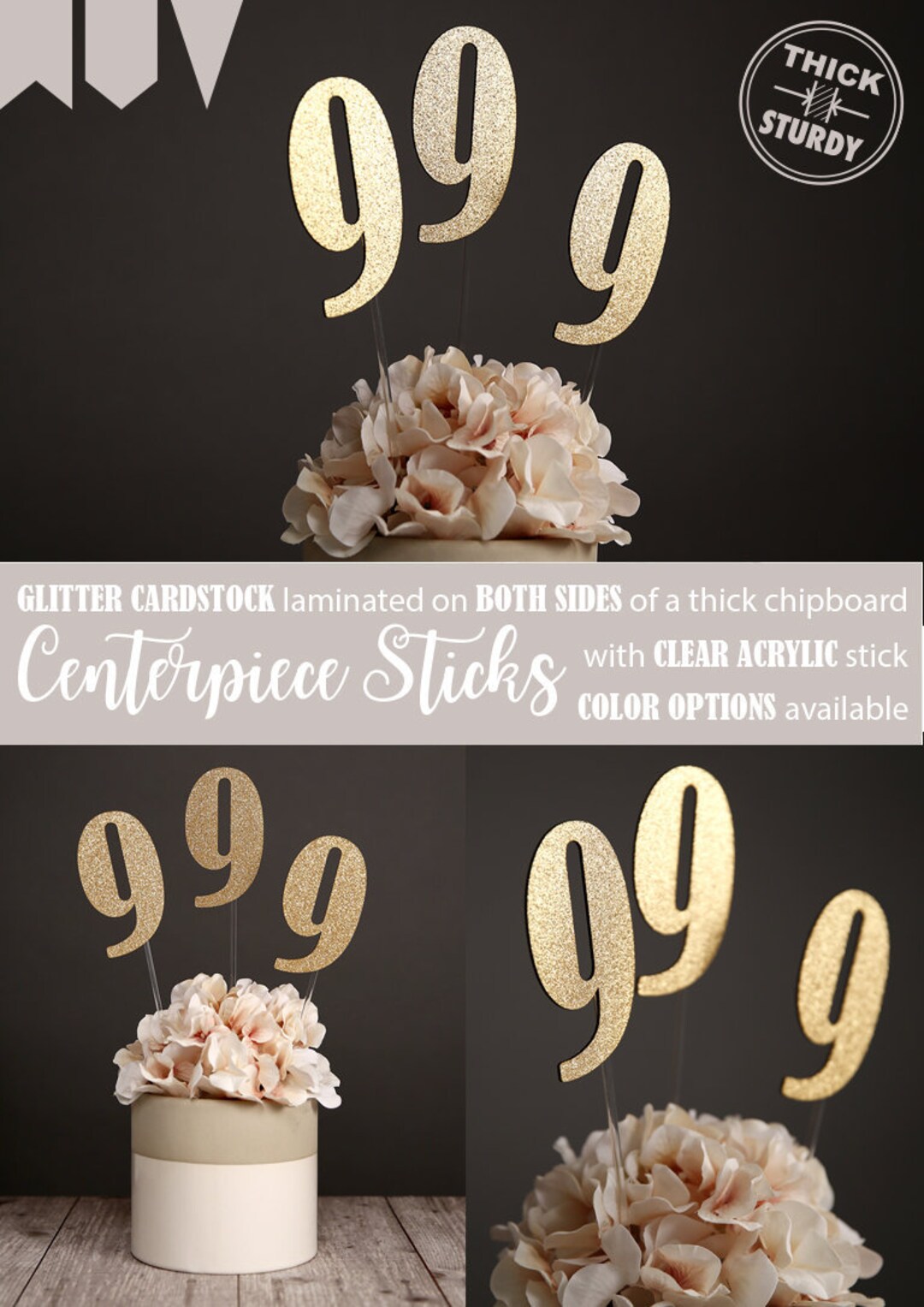 9 Centerpiece Sticks, Ninth Birthday Centerpiece Sticks, Nine ...