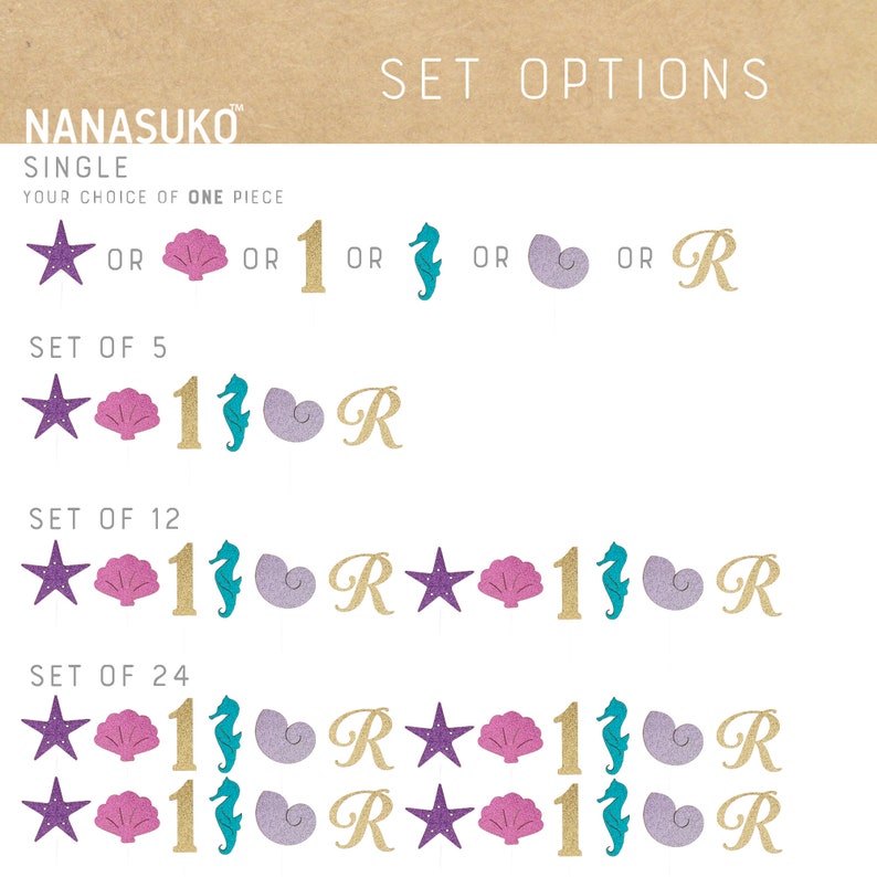 Mermaid Cupcake Toppers Personalized Initial Under the Sea | Etsy