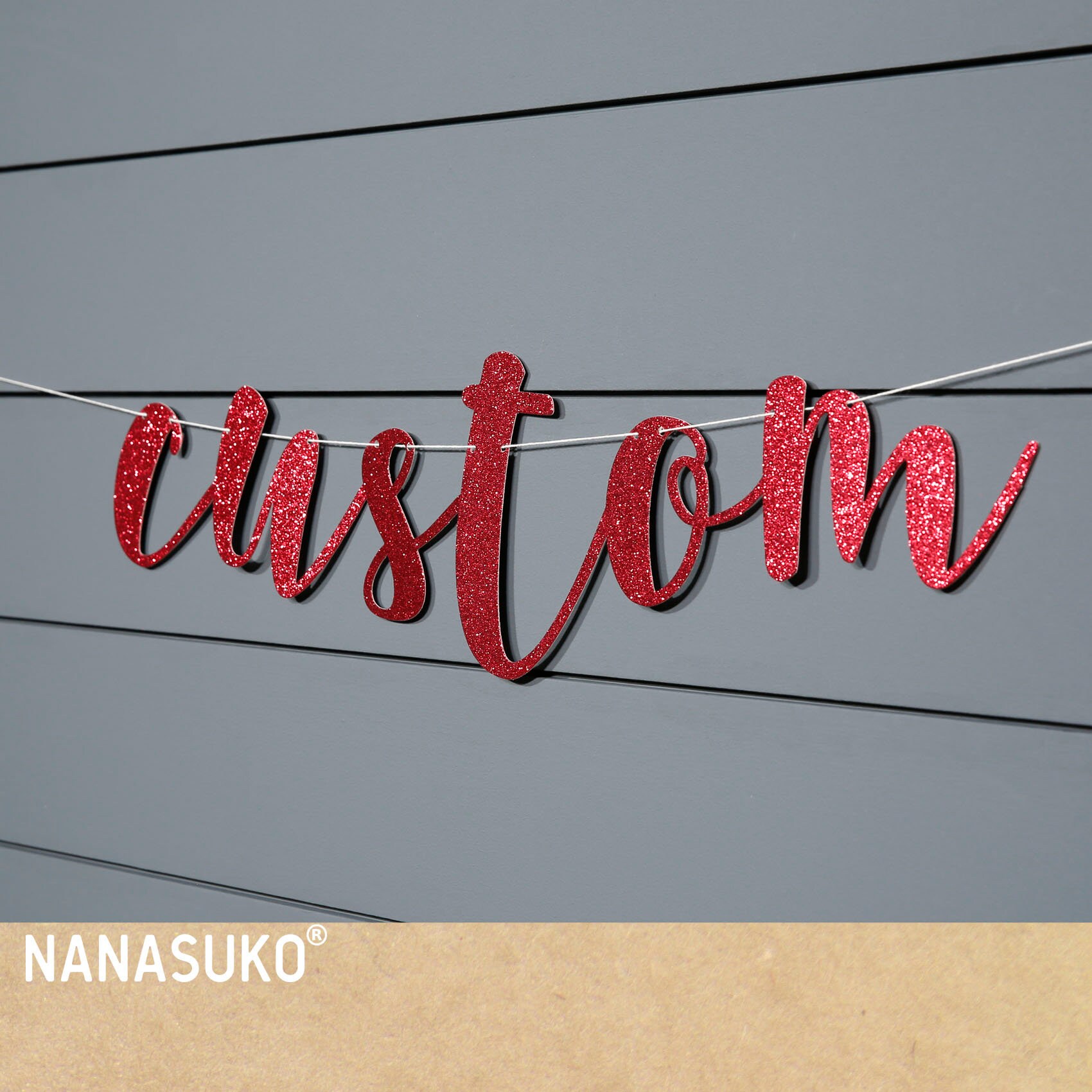 Custom Red Banner Personalized Banner Gold Glitter Party | Etsy