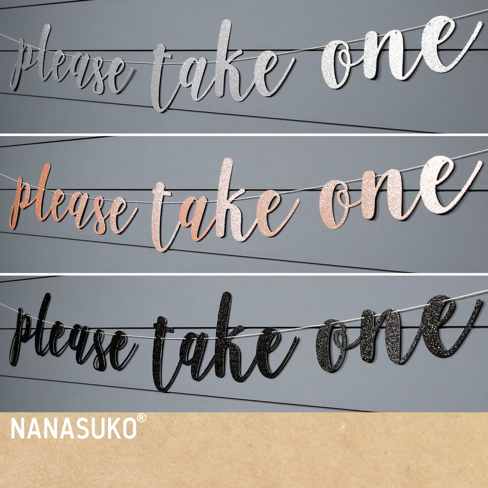 Please Take One Banner Party Favor Table Sign Gold Glitter - Etsy