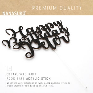 Happy Birthday Cake Topper With Personalized Name, DOUBLE SIDED GLITTER ...