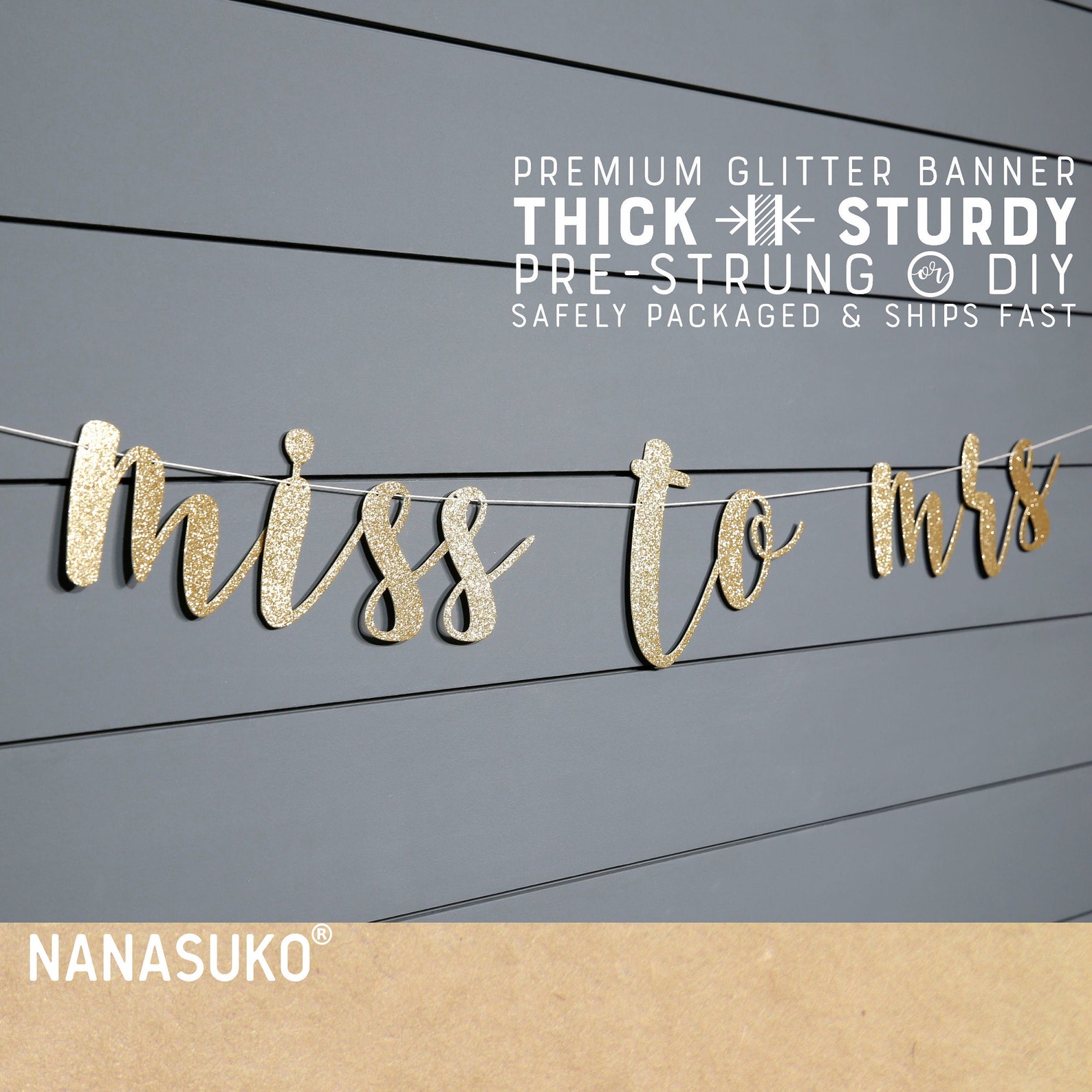 Miss to Mrs Banner, Bridal Shower Banner, Bachelorette, Gold Glitter ...