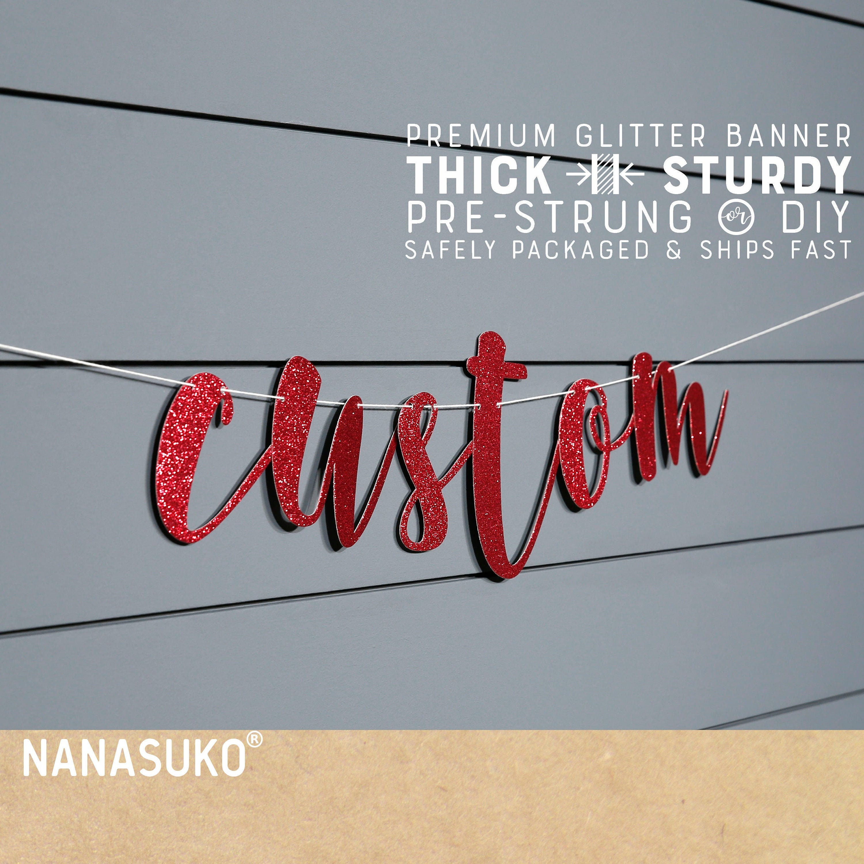 Custom Red Banner Personalized Banner Gold Glitter Party | Etsy