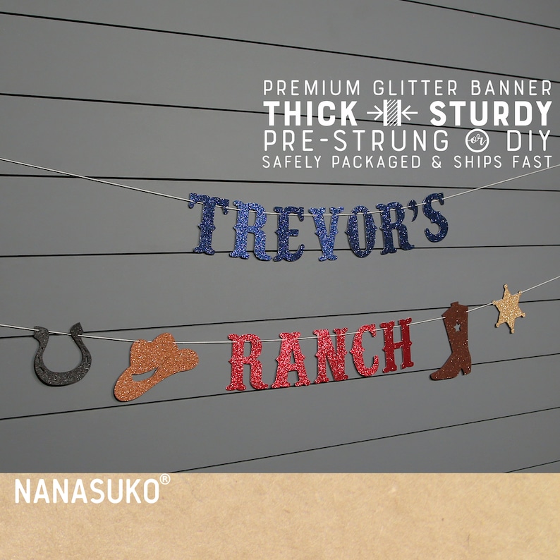 RANCH banner with personalized name rodeo birthday banner | Etsy