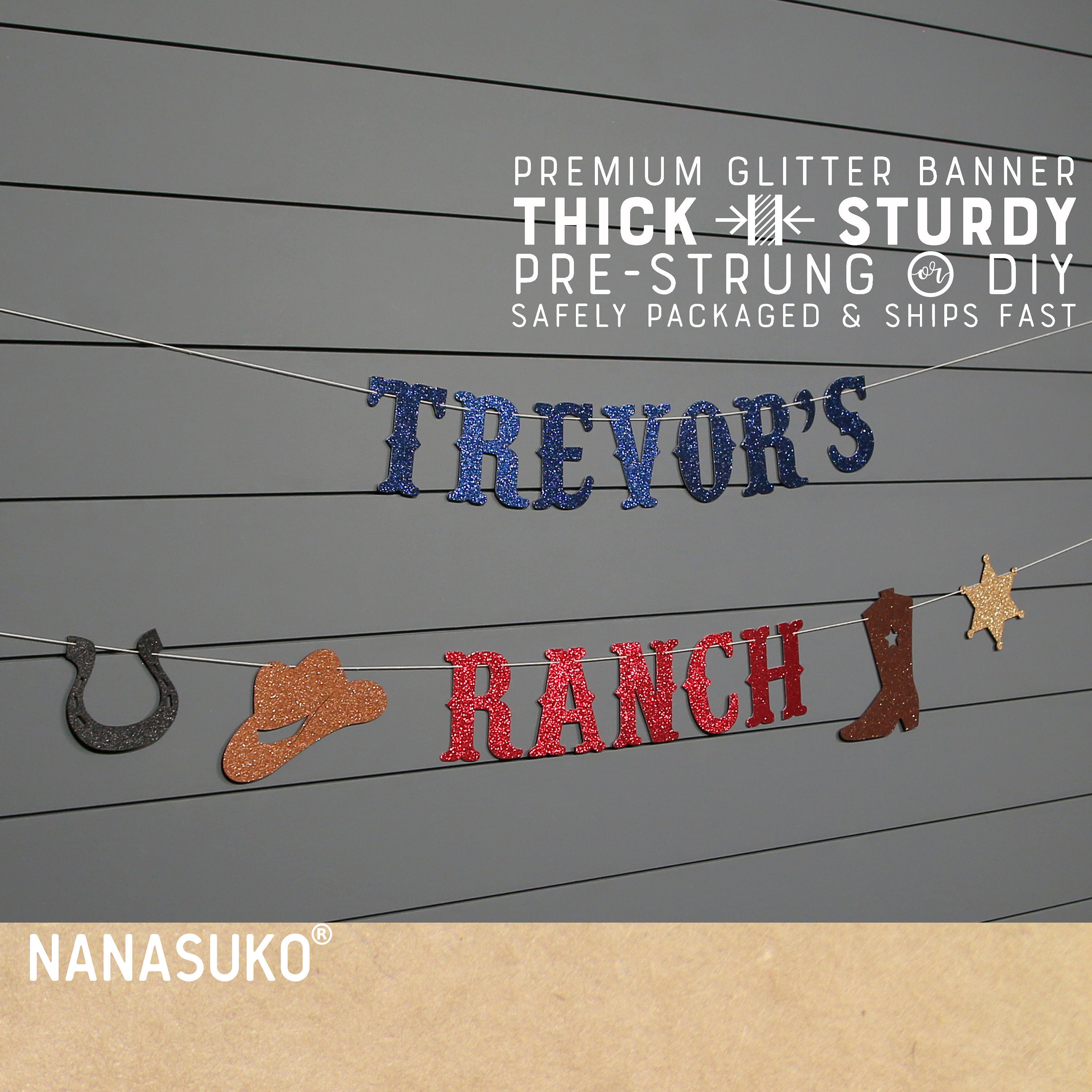 RANCH banner with personalized name rodeo birthday banner | Etsy