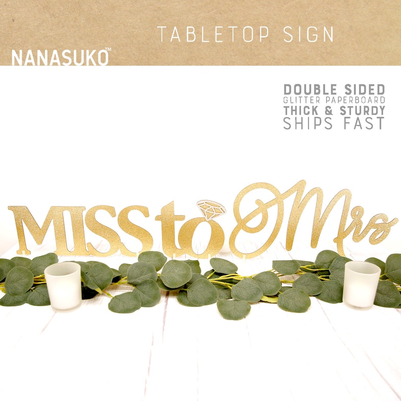 MISS to Mrs Tabletop Sign, Freestanding, up to 8" Tall, Paperboard ...