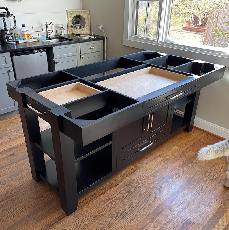 Kitchen Island, Custom Solid Wood Island, Luxury Storage Workstation ...