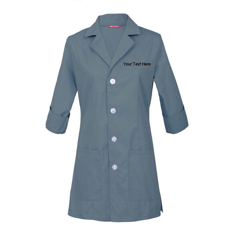 Embroidered Women's 3/4 Sleeve Lab Coat Personalized With - Etsy