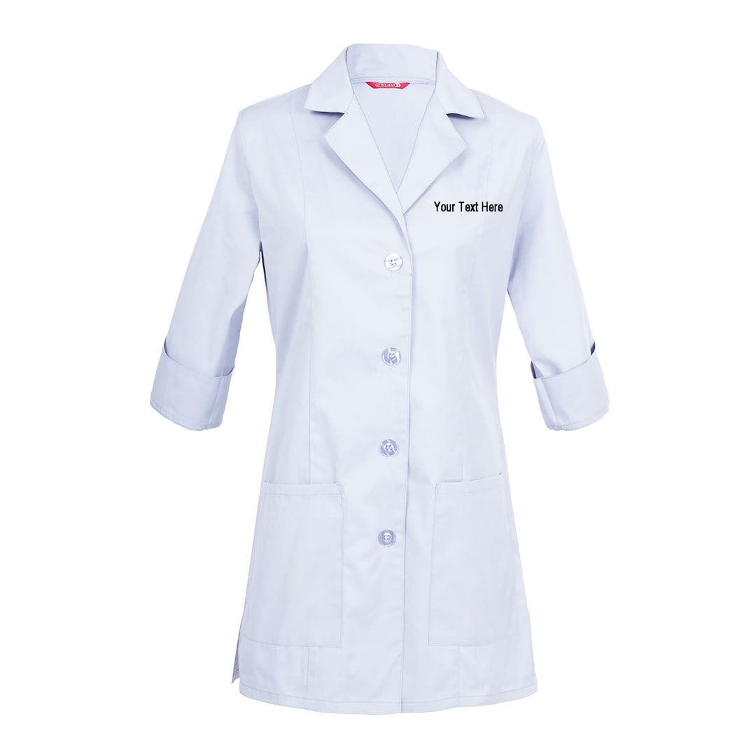 Embroidered Women's 3/4 Sleeve Lab Coat Personalized With Your Text - Etsy