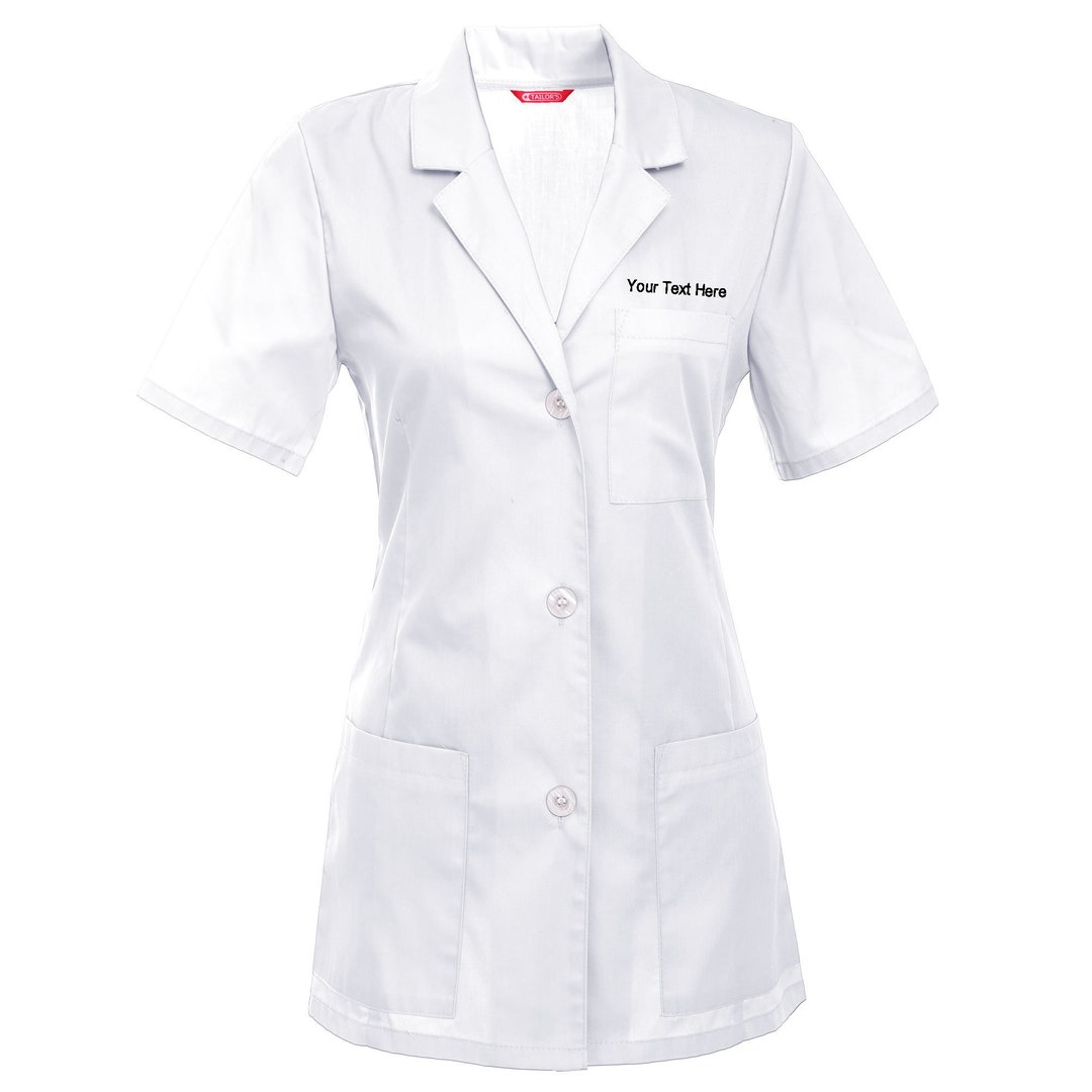 Women's Custom Personalized 29 Inch Consultation Short Sleeve Lab Coat ...