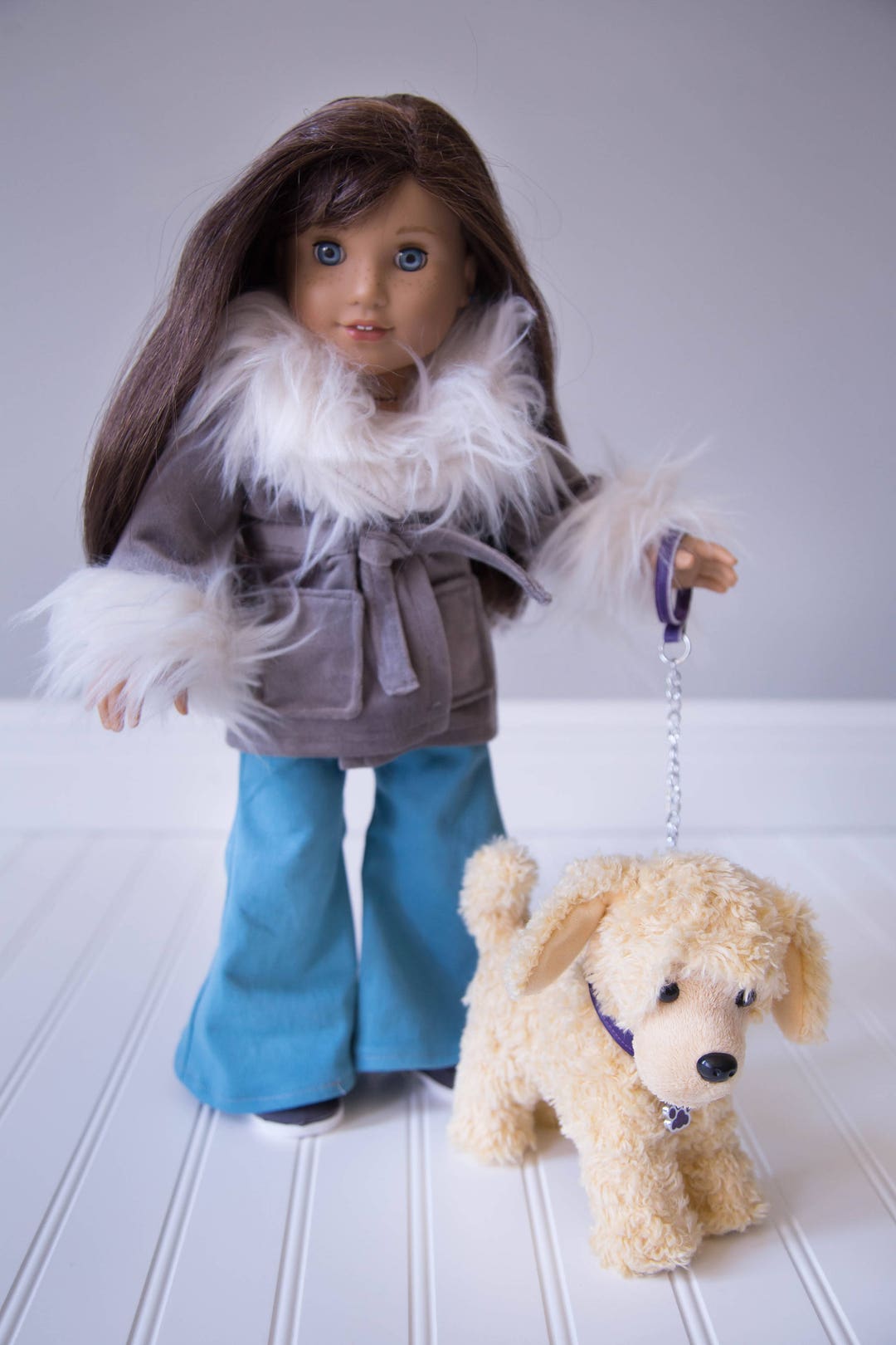 Custom Faux Suede Wrap Coat Made for 18in Dolls Such as American Girl ...