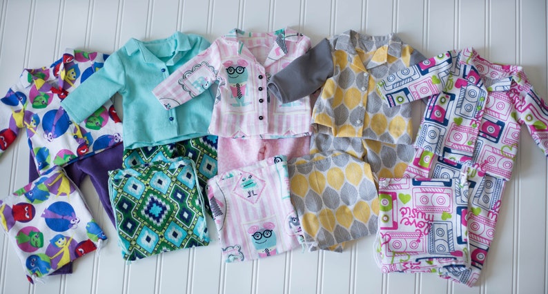 Custom Made Flannel Pjs and Drawstring Pack for 18in Dolls - Etsy UK