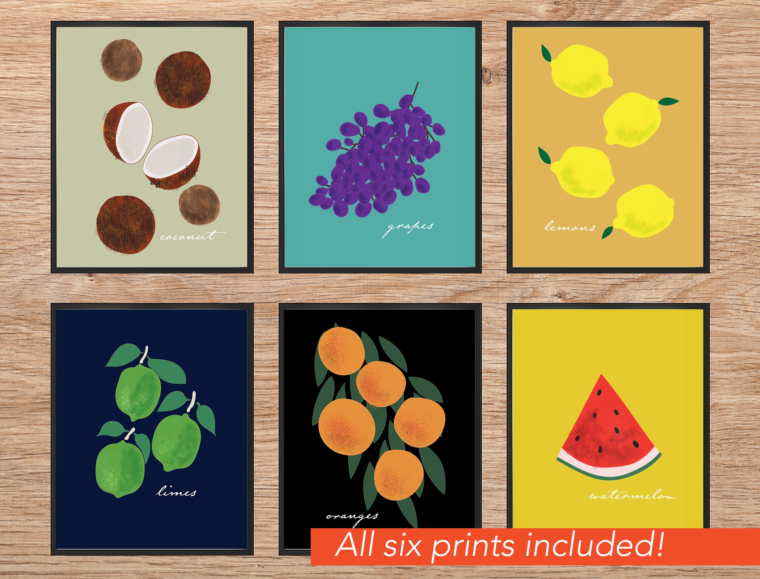 Kitchen Decor Gallery Wall Set, Food Art Print Set of 6 - Etsy