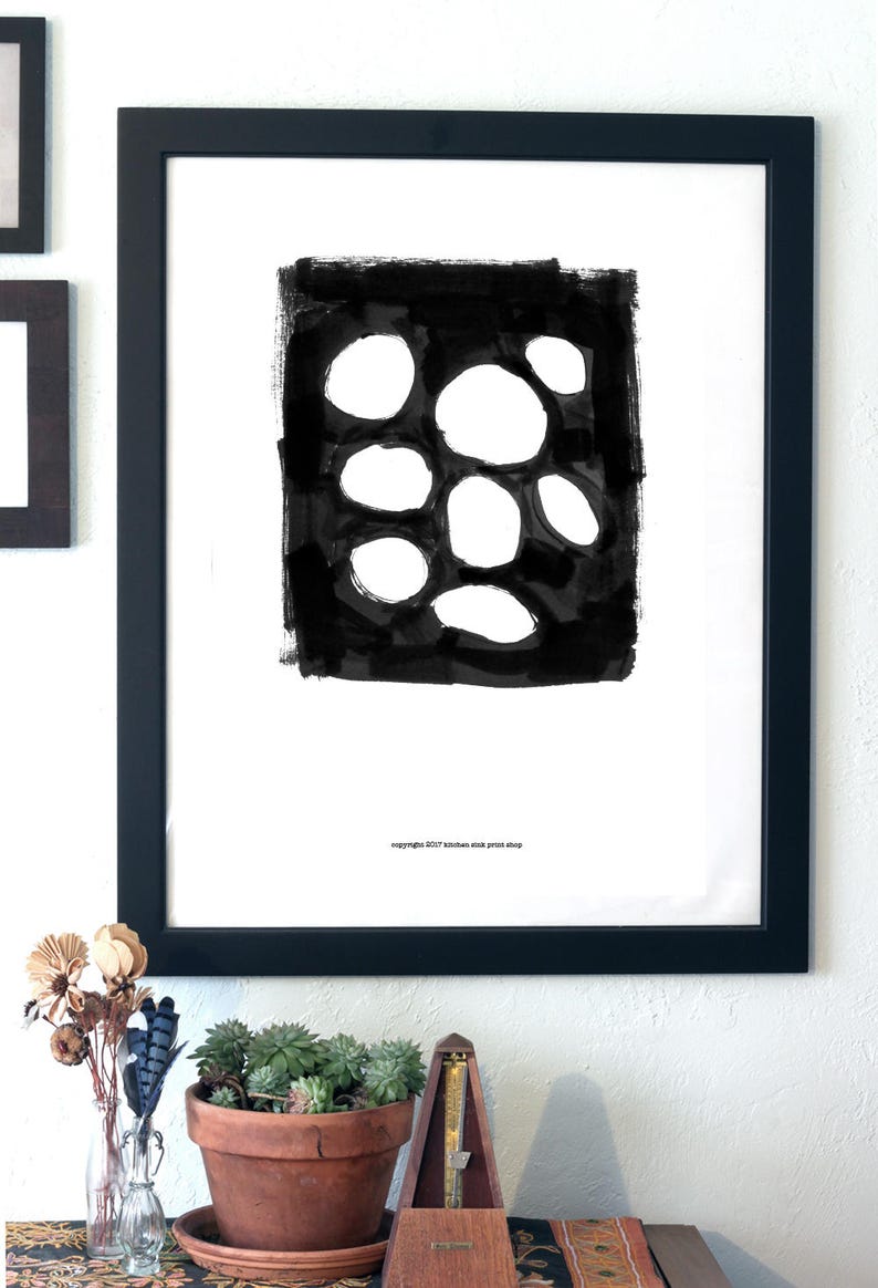Abstract Ink Drawing Minimalist Wall Art Black and White - Etsy