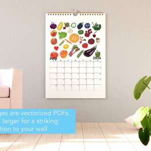 Printable Wall Calendar 2024, Seasonal Produce Food Art - Etsy