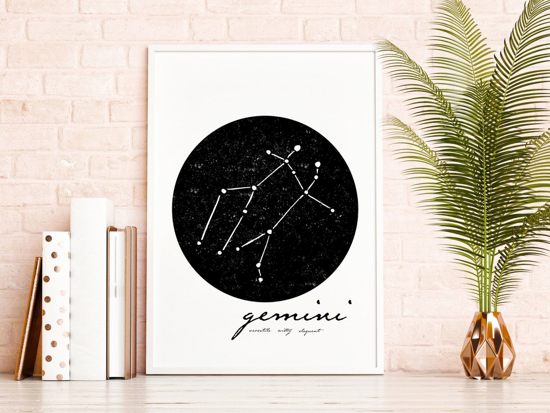 Gemini Printable Zodiac Sign Wall Art, Constellation Print - Etsy