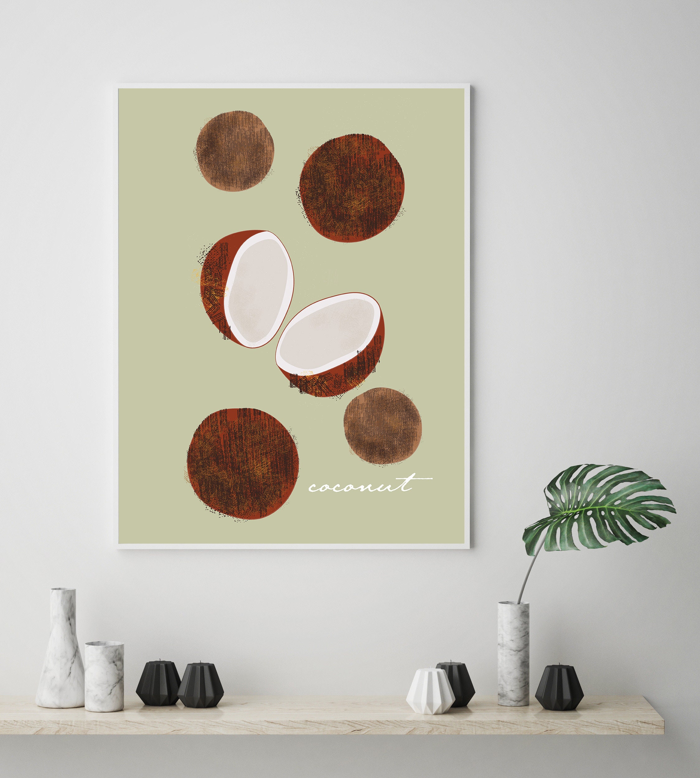 Coconut Kitchen Wall Decor Tropical Decor Food Poster - Etsy