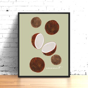 Coconut Kitchen Wall Decor Tropical Decor Food Poster - Etsy