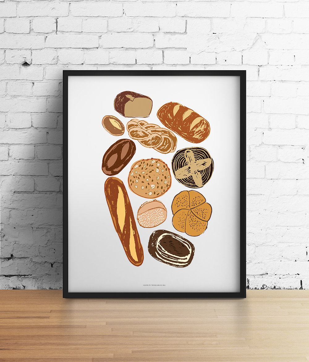 Bakery Art Print Bakery Decor Bread Print Food Poster | Etsy