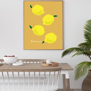 Lemon Print Decor Food Poster, Summer Kitchen Wall Decor - Etsy