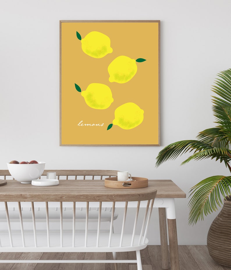 Lemon Print Decor Food Poster, Summer Kitchen Wall Decor - Etsy