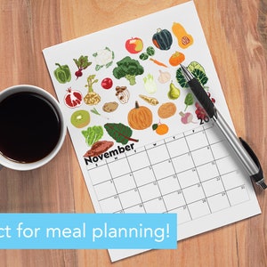 Printable Wall Calendar 2024, Seasonal Produce Food Art - Etsy