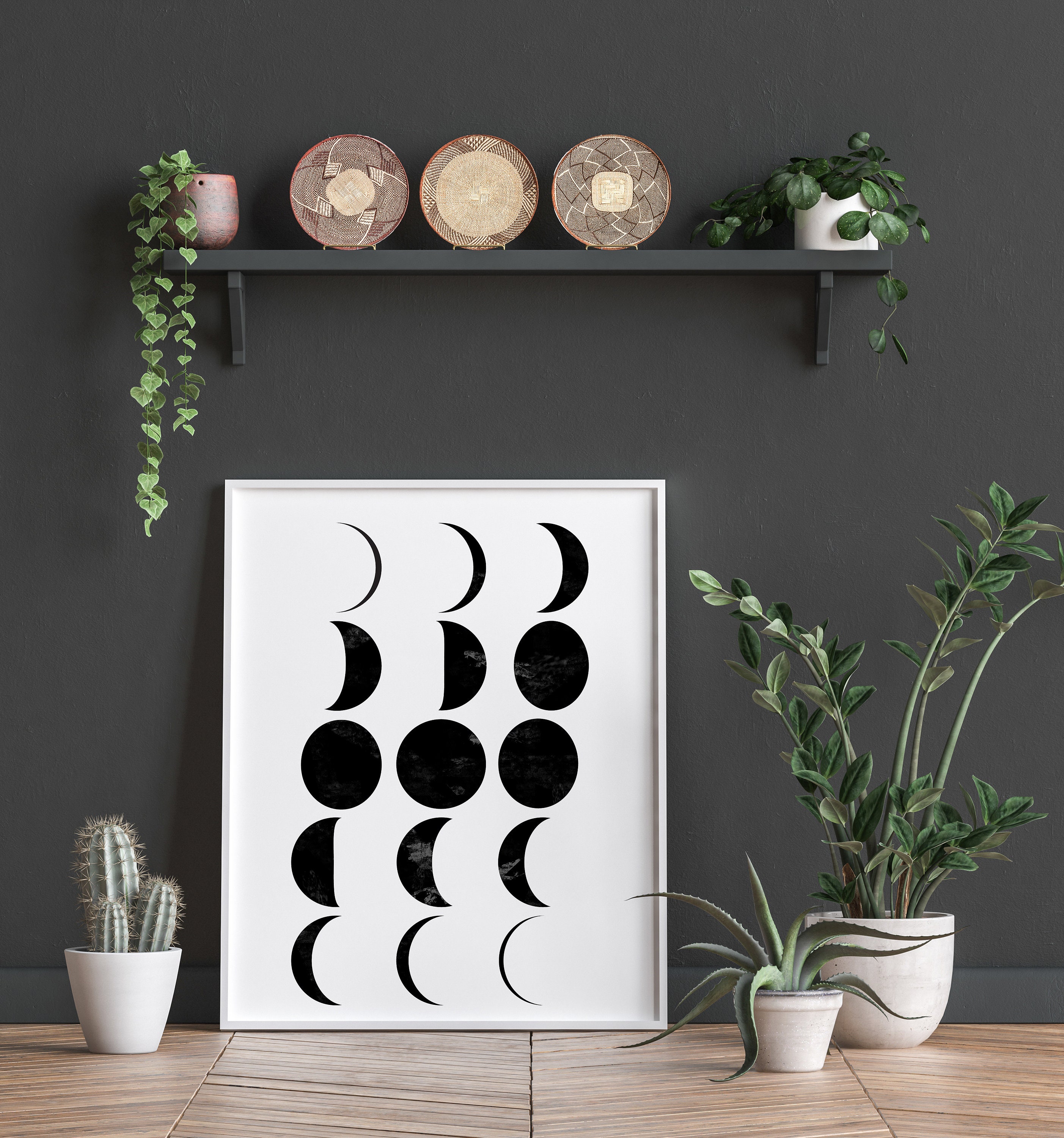 Minimalist Moon Phase Wall Art, Moon Phases Poster - Etsy