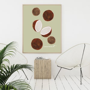 Coconut Kitchen Wall Decor Tropical Decor Food Poster - Etsy