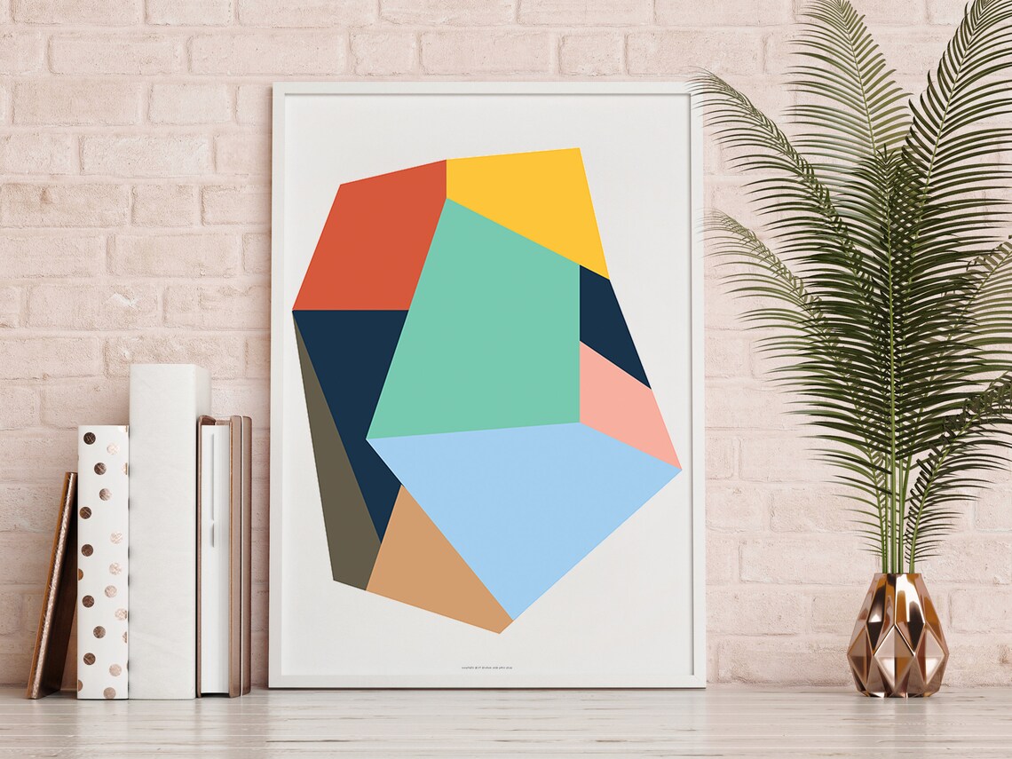 Minimalist Geometric Poster Abstract Art Print, Mid Century ...